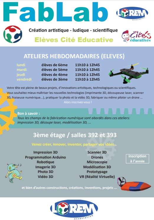 Les ateliers technologiques du Fab-Lab le LOREM